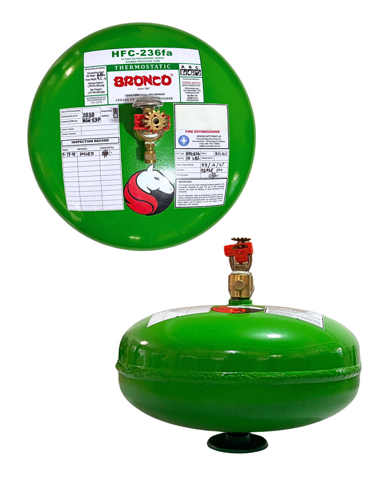 Automatic Fire Extinguisher - Bronco HFC-236fa Ceiling – Bronco Philippines